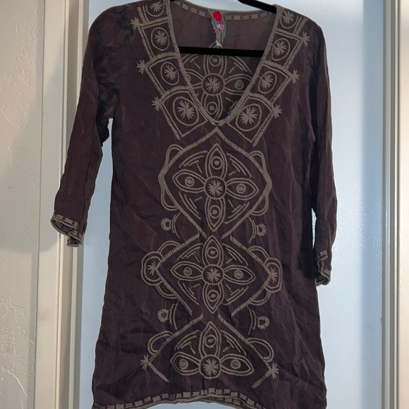 Johnny Was | Tops | Johnny Was Grey Or Plum Embroidered Tunic Top ...